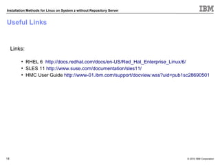 Installation Methods for Linux on System z without Repository Server | PPT