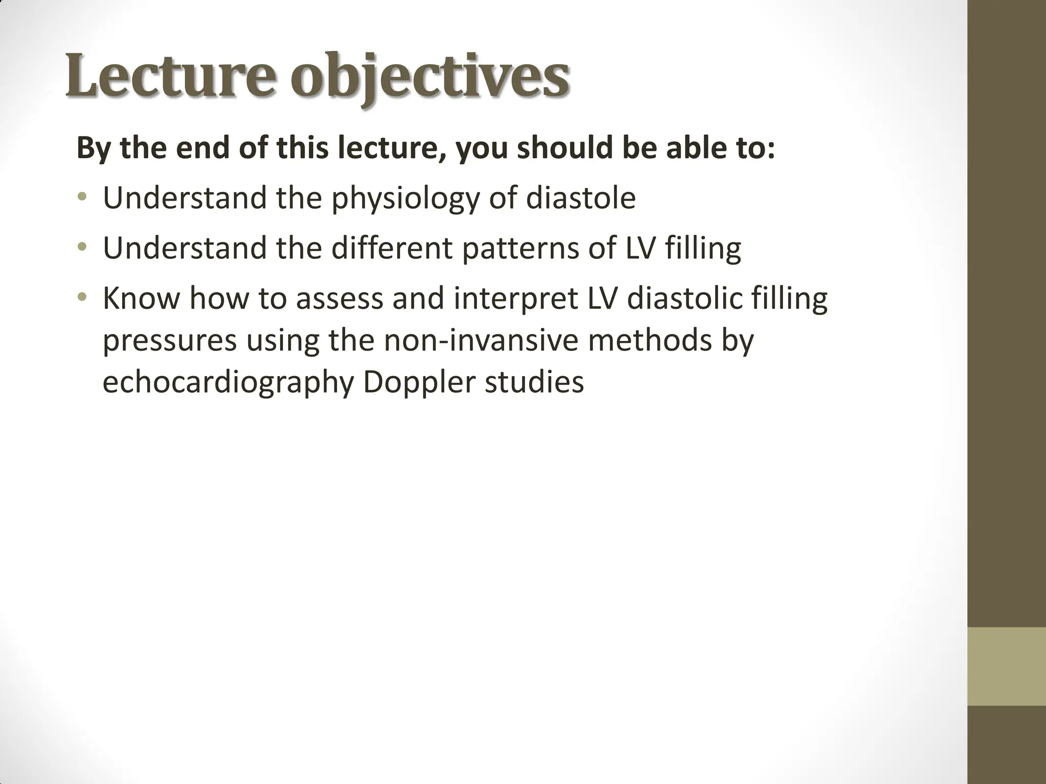 LV diastolic filling patterns – normal and impaired relaxation ...