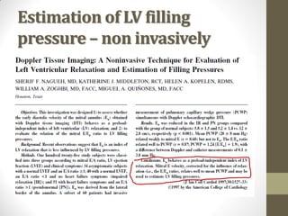 LV diastolic filling patterns – normal and impaired relaxation ...