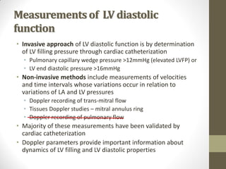 LV diastolic filling patterns – normal and impaired relaxation ...