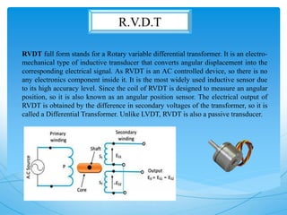 INTRODUCTION TO LVDT,RVDT and Potentiometer | PPTX