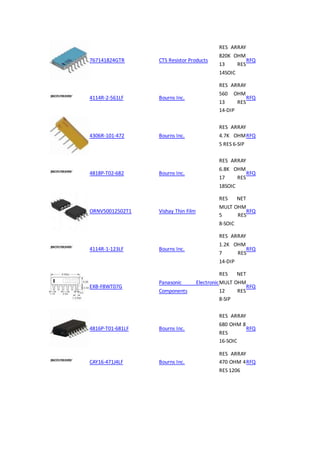 Resistor Networks, Arrays -Resistors - componentship.com