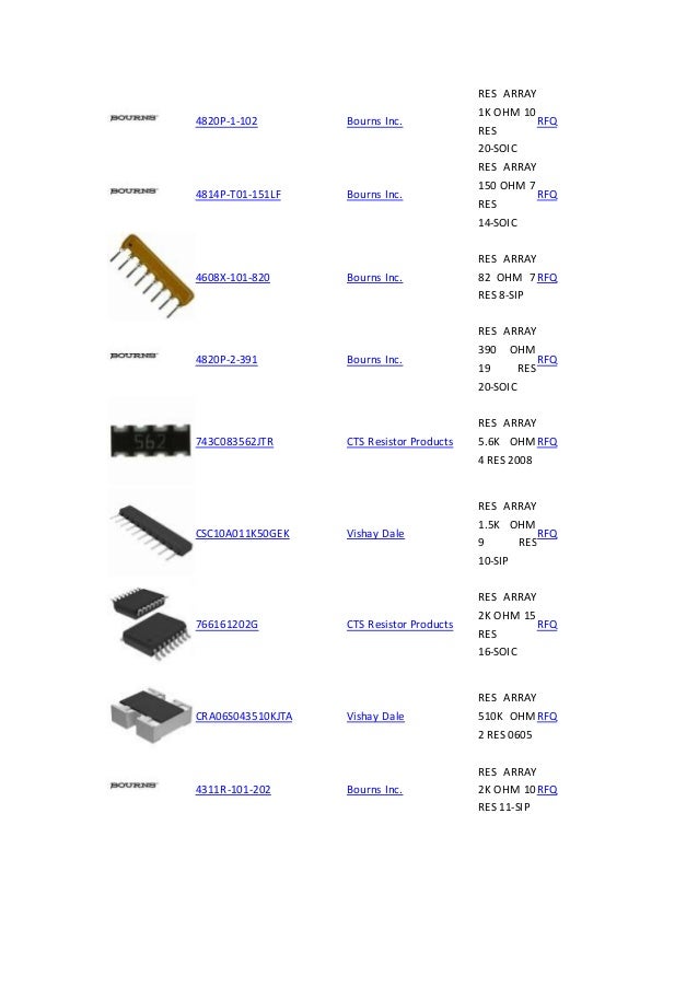 Resistor Networks, Arrays -Resistors - componentship.com