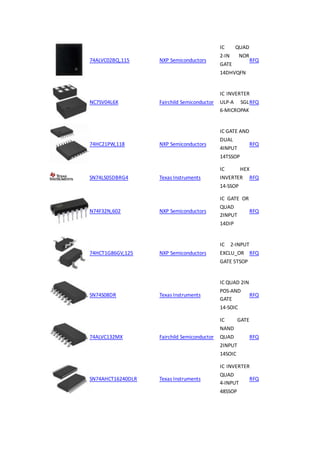 Logic - Gates and Inverters -Integrated Circuits (ICs) - componentship.com