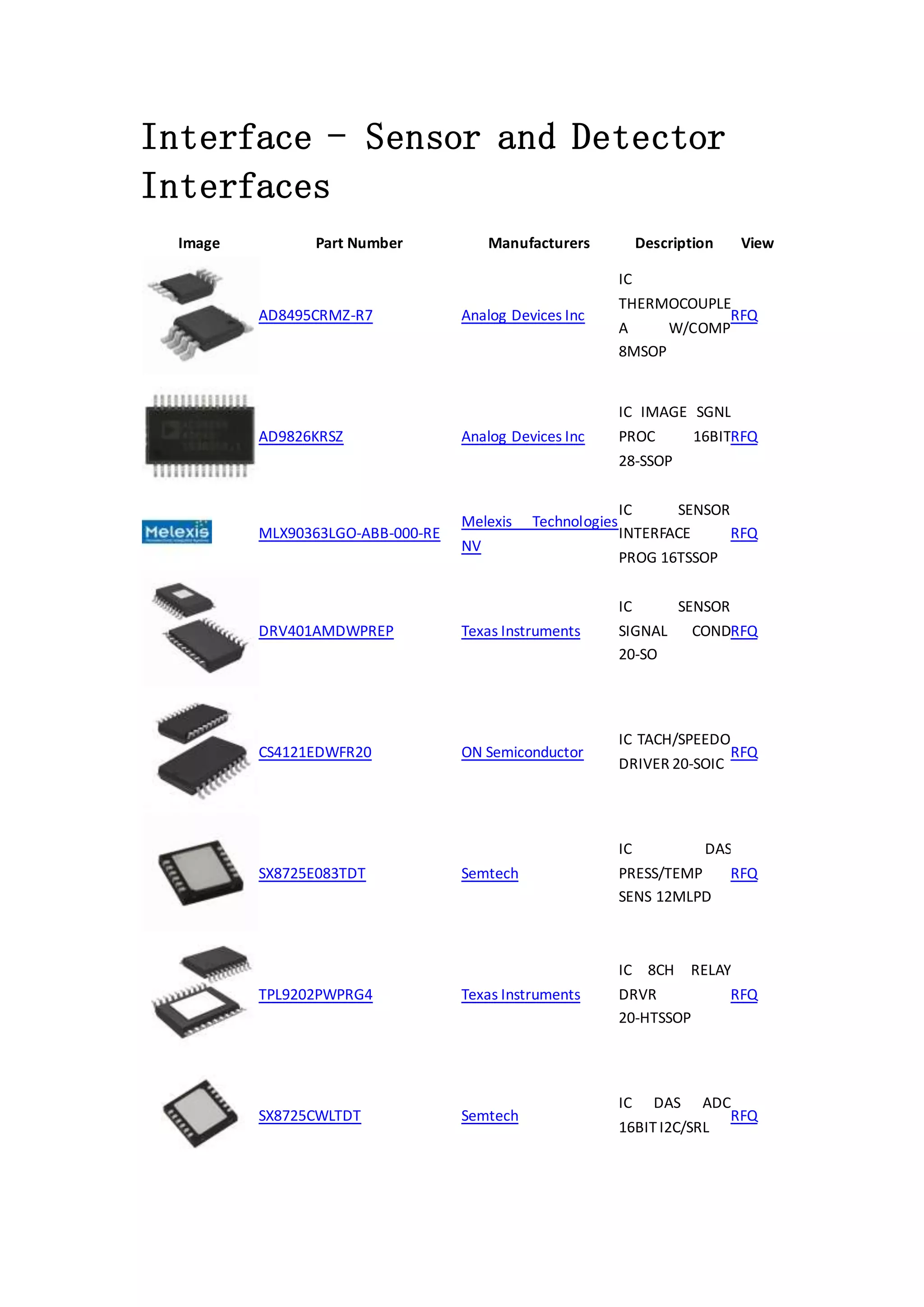 Interface - Sensor and Detector Interfaces -Integrated Circuits (ICs ...