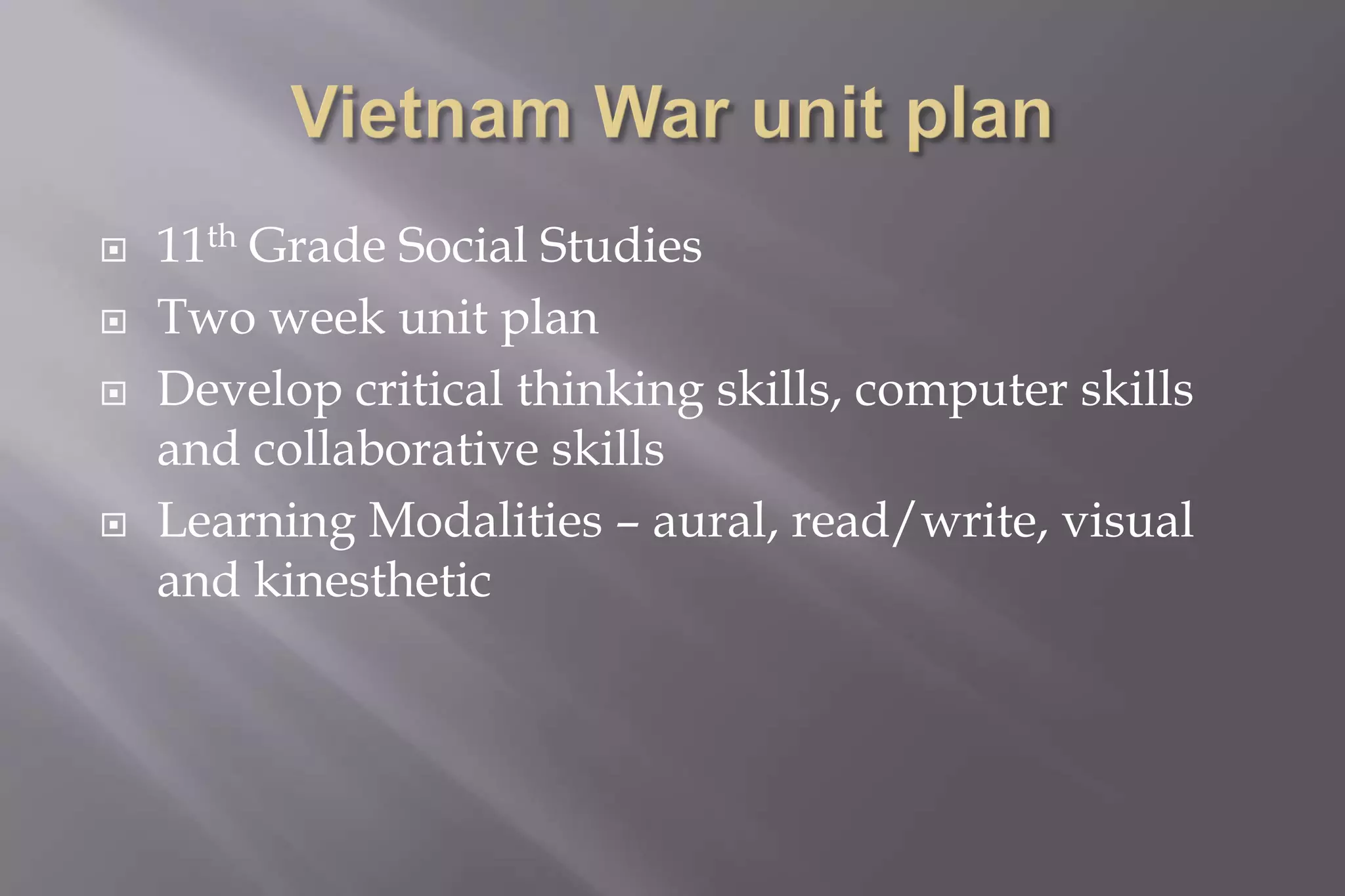 Vietnam War Unit Plan | PPTX