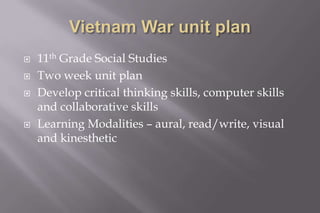 Vietnam War Unit Plan | PPTX | Education