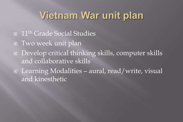 Vietnam War Unit Plan | PPTX | Education