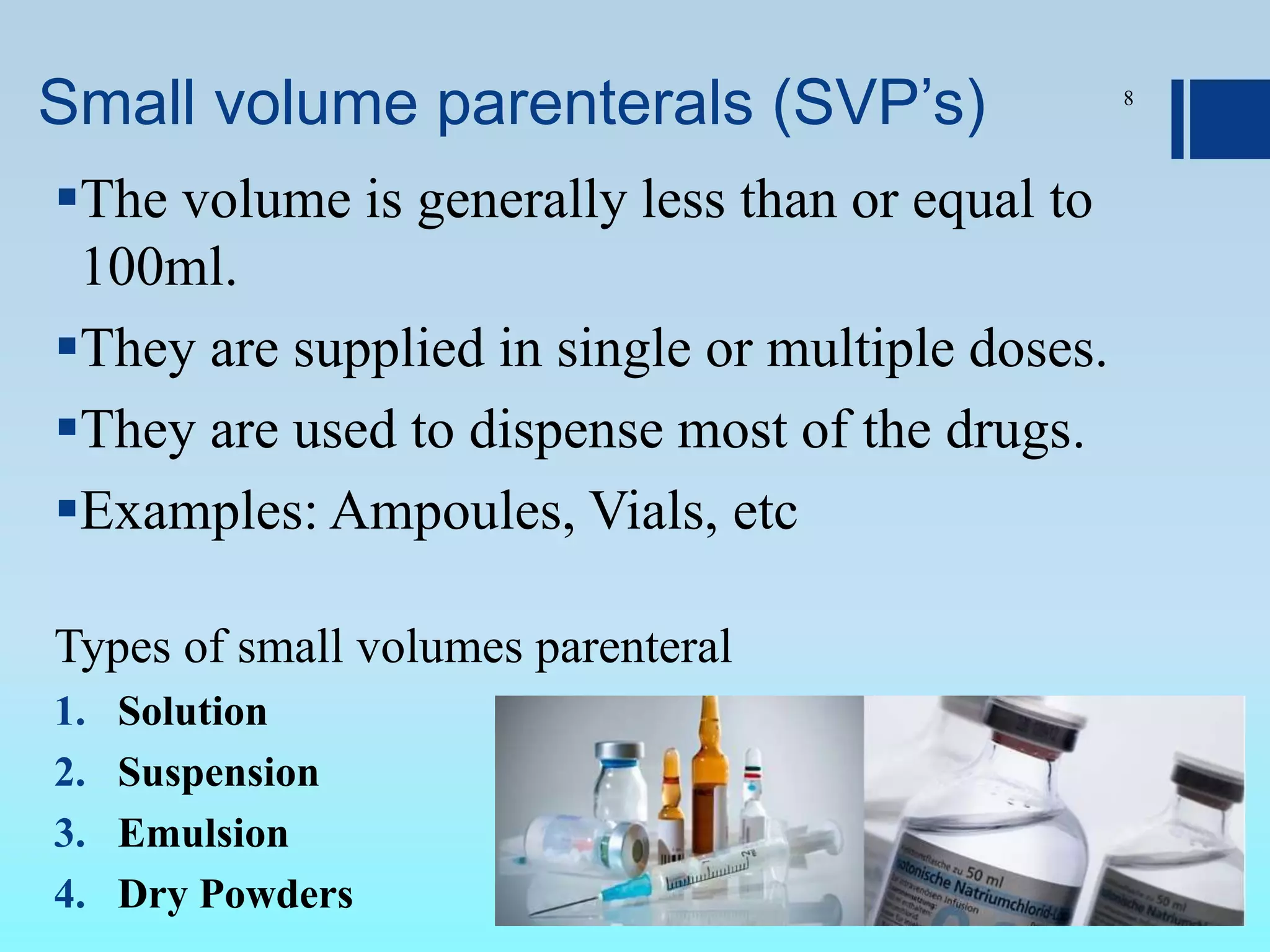 Large and small volume parenterals preparations | PPTX