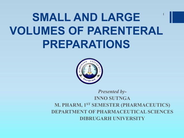 Large and small volume parenterals preparations | PPTX