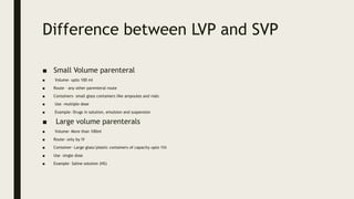 Large volume parentrals and small volume parentrals (Lvps and Svps) | PPTX