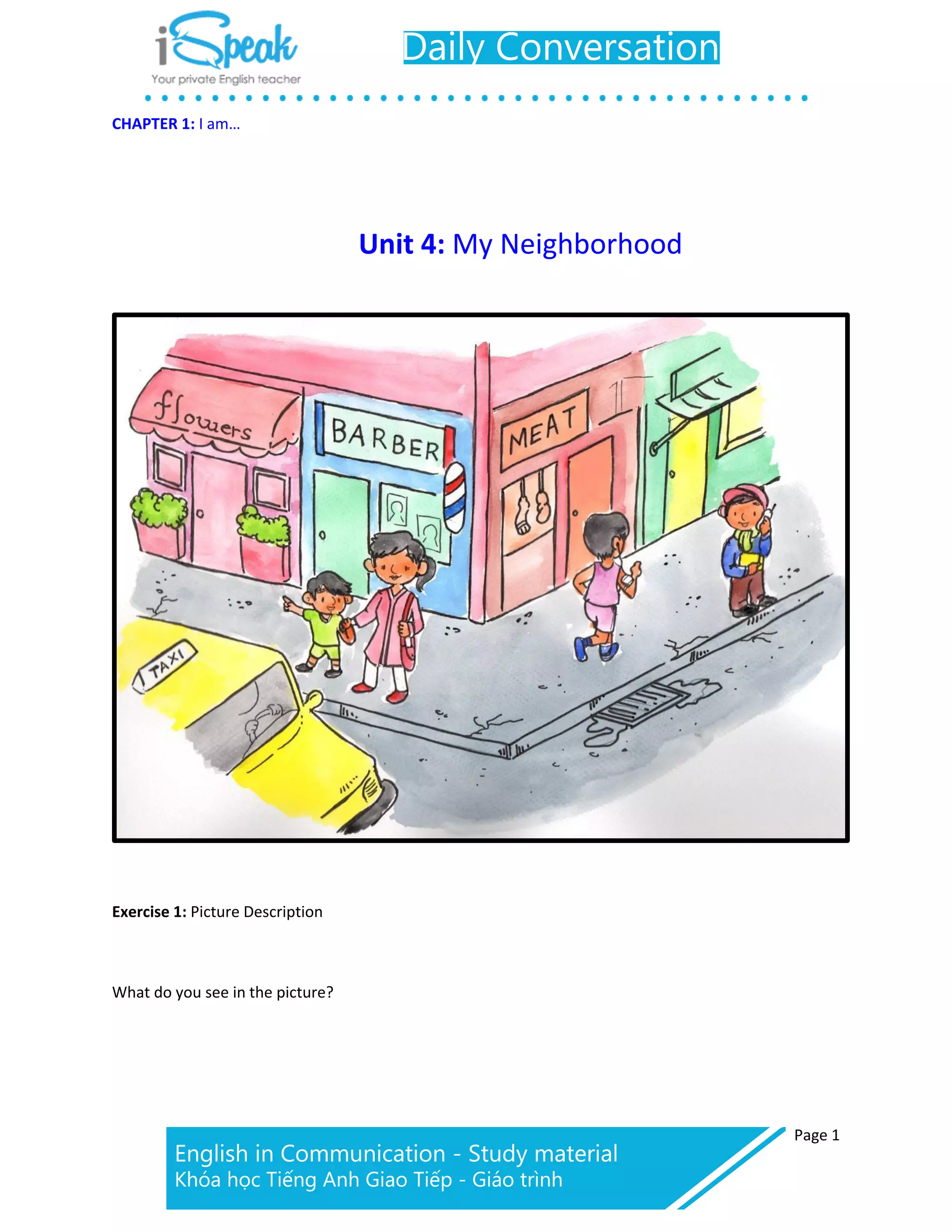 Chapter 1 unit 4. my neighborhood | PDF