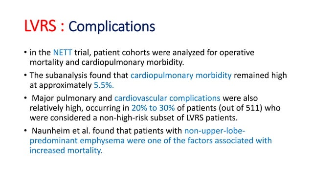 Lung Volume Reduction Surgery | PPTX | Lung and Respiratory Health ...