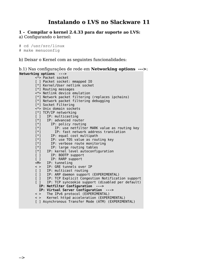 Tópicos - LVS Instalacao Slack11 | PDF