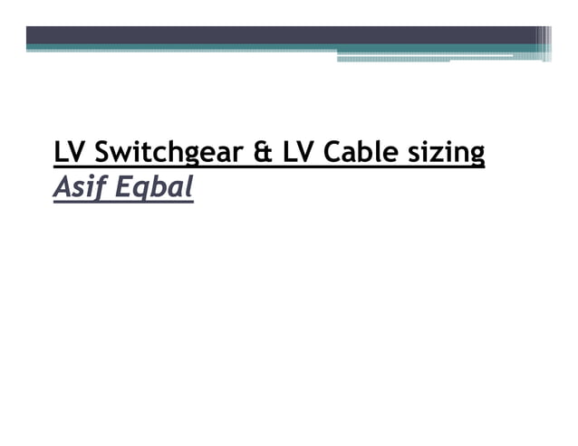 Lv switchgear & lv cable sizing | PDF | Home Appliances | Home & Garden