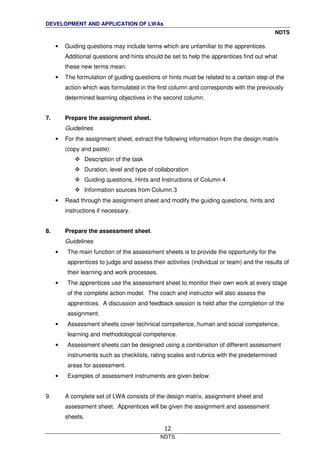 DEVELOPMENT AND APPLICATION OF LEARN AND WORK ASSIGNMENTS (LWAs) | PDF