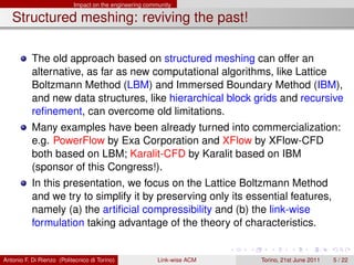 Link-wise Artificial Compressibility Method: a simple way to deal with complex geometries | PPT