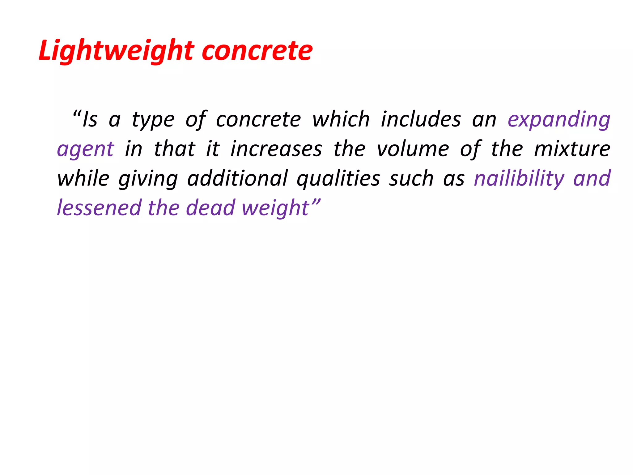 Light Weight Concrete;High Density Concrete;High Performance Concrete ...