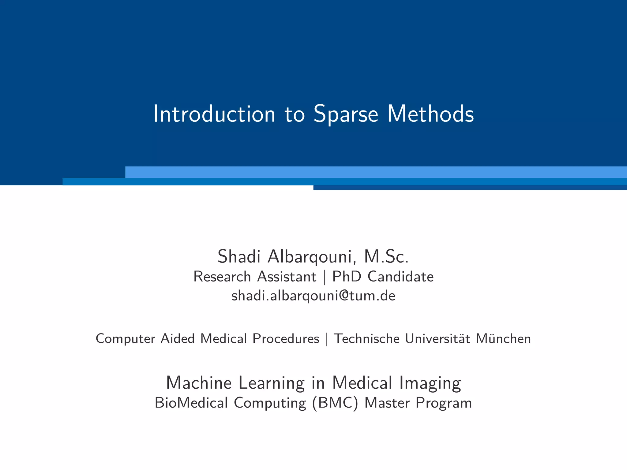 Introduction to Sparse Methods | PDF