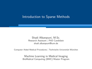 Introduction to Sparse Methods | PDF
