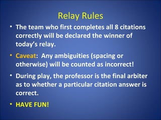 Fall 2009 Citation Relay | PPT | Track and Field | Sports