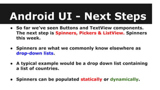 Spinners, Adapters & Fragment Communication | PPT