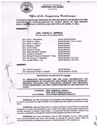 ALBAY SMOKE FREE ORDINANCE | PDF