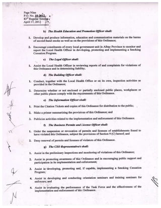 ALBAY SMOKE FREE ORDINANCE | PDF