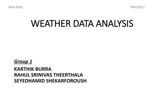 Big Data: WEATHER DATA ANALYSIS | PPTX