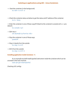 Isolating an applications using LXC – Linux Containers | PDF