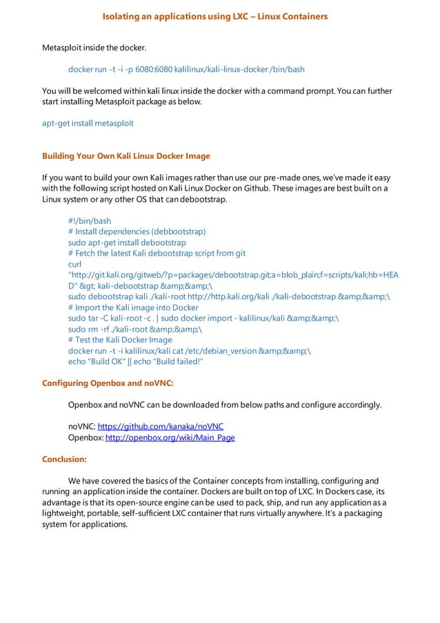 Isolating an applications using LXC – Linux Containers | PDF