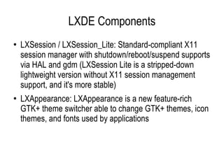 LXDE Icos2008 Presentation | ODP | Operating Systems | Computer ...