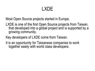 LXDE Icos2008 Presentation | ODP | Operating Systems | Computer ...