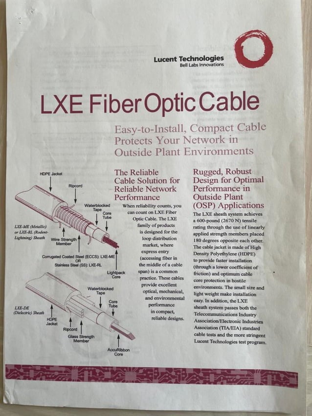 LXE Fiber Optic Cable (Specifications).pdf | Computer Peripherals ...