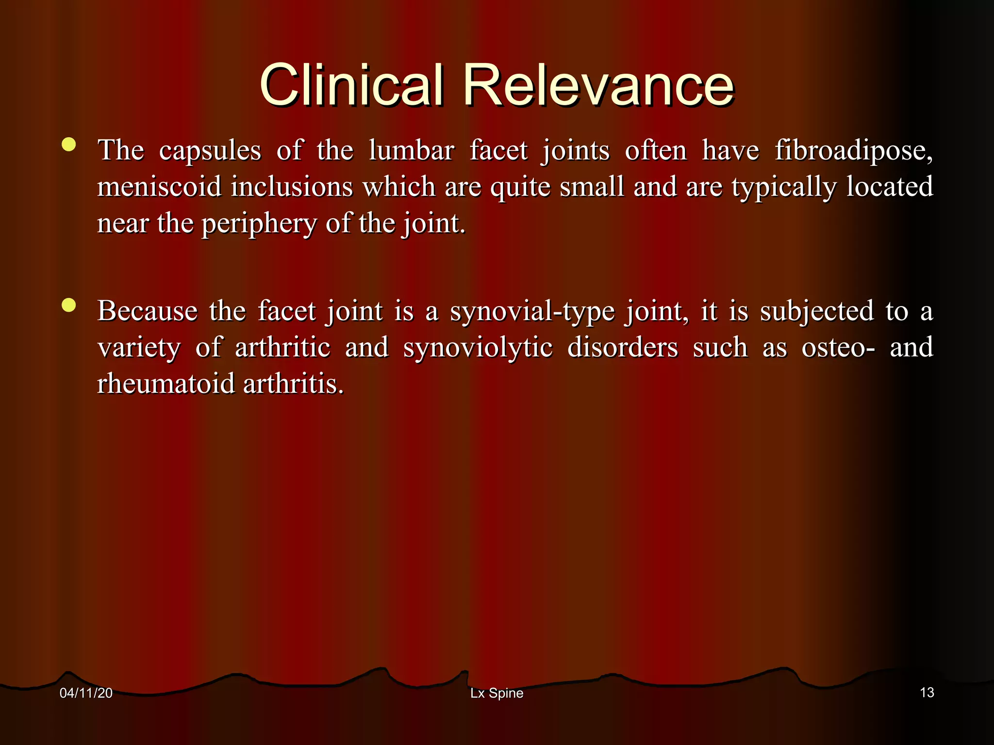 Lumbar Spnine: Anatomy, Biomechanics and Pathomechanics | PDF