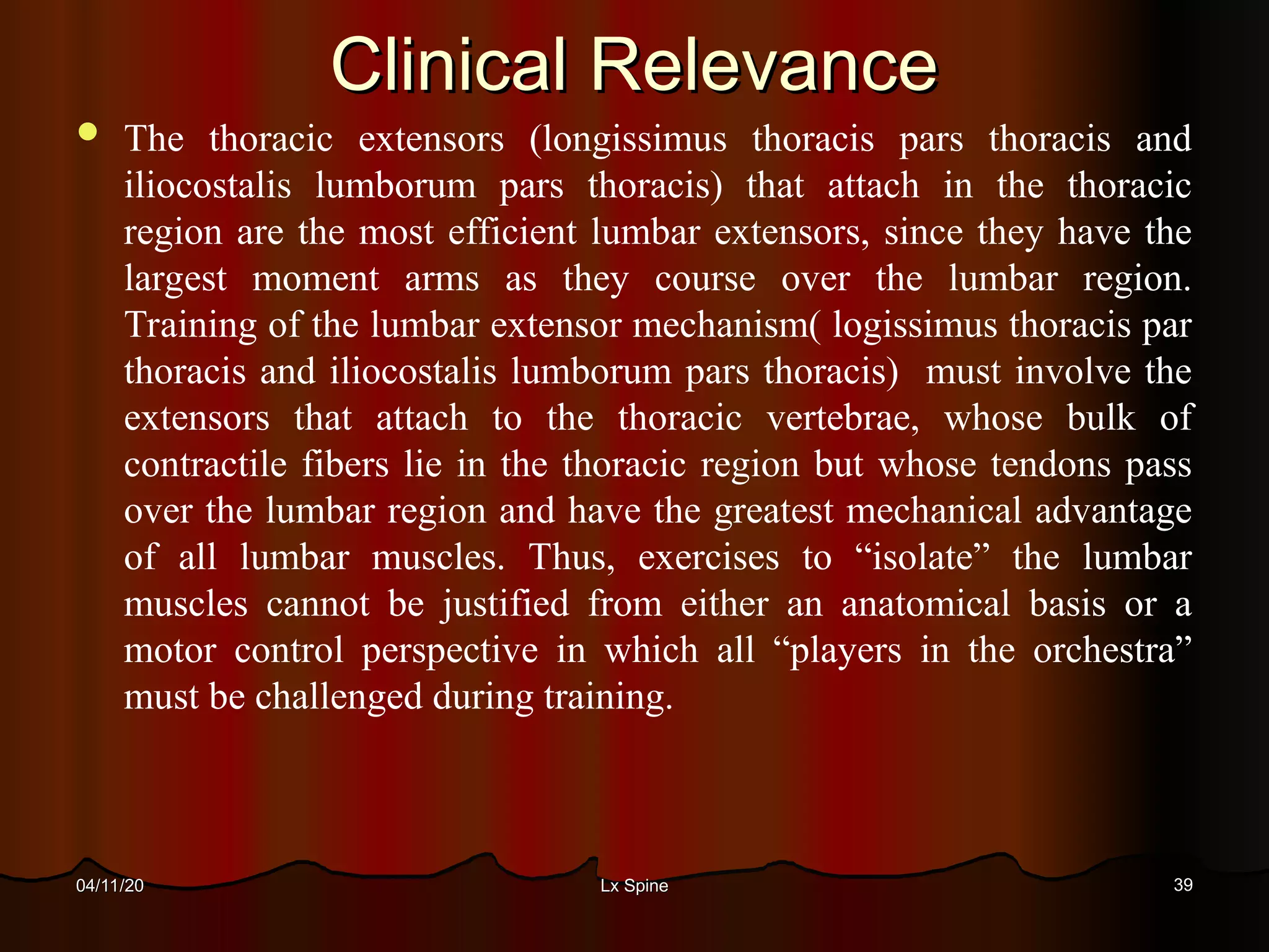 Lumbar Spnine: Anatomy, Biomechanics and Pathomechanics | PDF