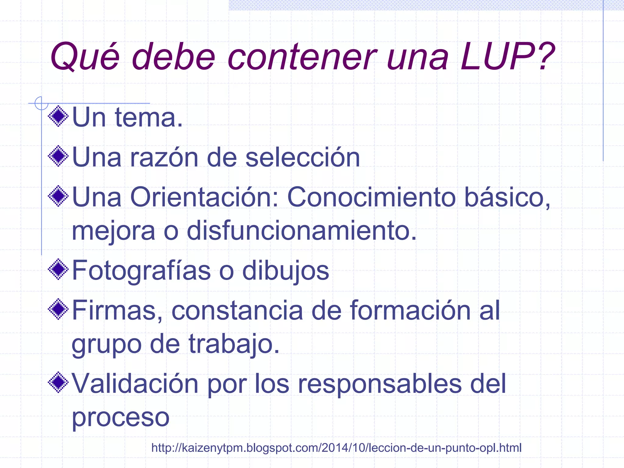 Lección de un punto (OPL ONE POINT LESSON) | PDF
