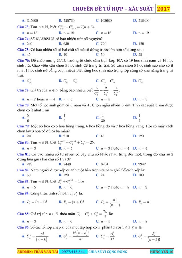 Ly thuyet-va-bai-tap-trac-nghiem-chuyen-de-to-hop-xac-suat (1) | PDF