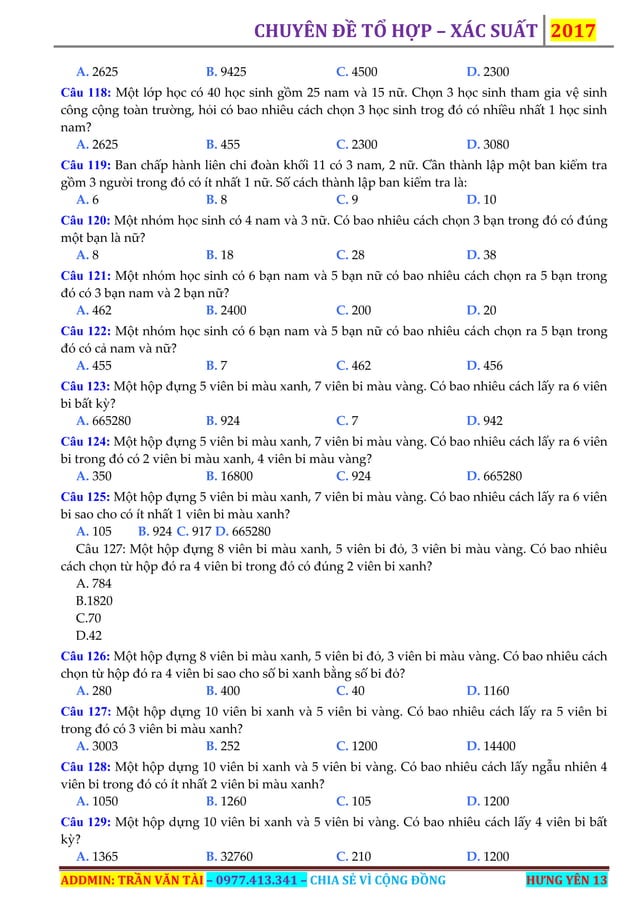 Ly thuyet-va-bai-tap-trac-nghiem-chuyen-de-to-hop-xac-suat (1) | PDF