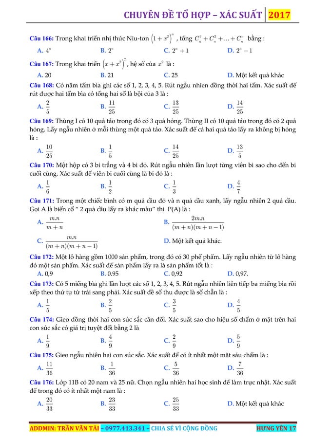 Ly thuyet-va-bai-tap-trac-nghiem-chuyen-de-to-hop-xac-suat (1) | PDF