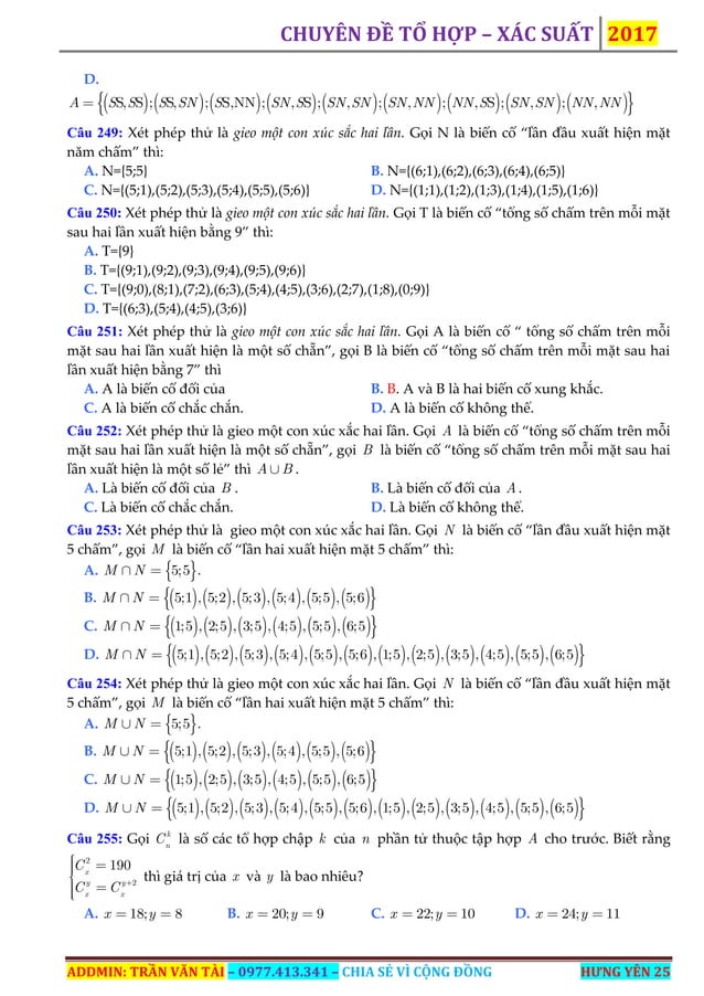 Ly thuyet-va-bai-tap-trac-nghiem-chuyen-de-to-hop-xac-suat (1) | PDF