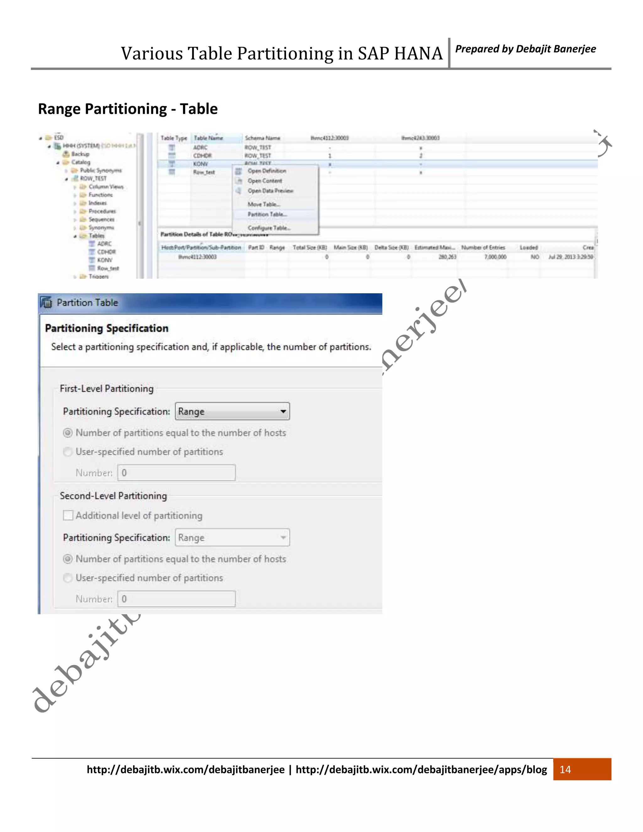 Various Table Partitioning In Sap Hana Pdf