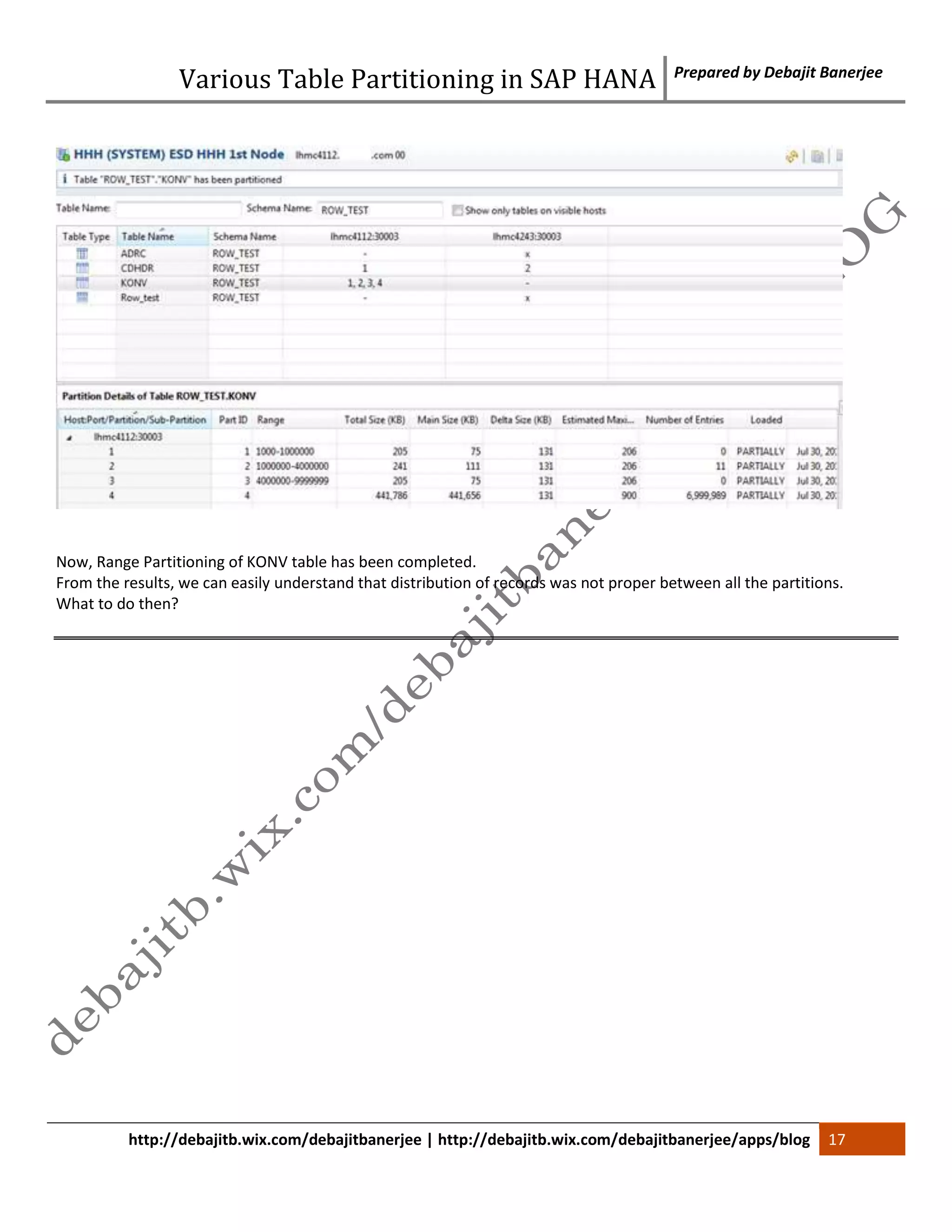 Various Table Partitioning in SAP HANA | PDF