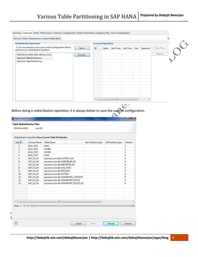 Various Table Partitioning In Sap Hana