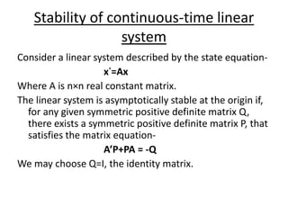 Lyapunov stability analysis | PPTX