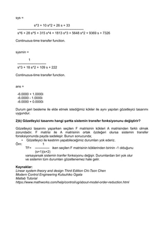 Lyapunov state feedback and observer matlab | PDF