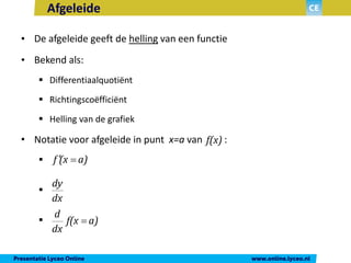 Lyceo Wiskunde B Hoofdstuk 2 1 Differentieren | PDF