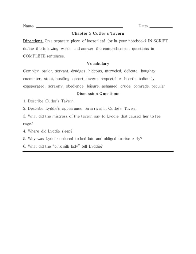 Lyddie chapter 1 7559f | PDF