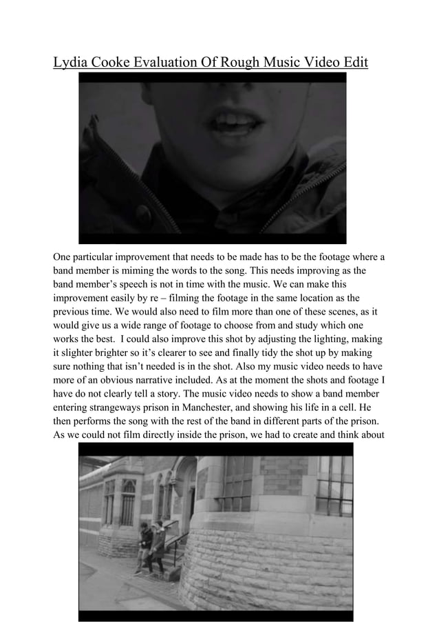 Lydia cooke evaluation of rough music video edit | PDF