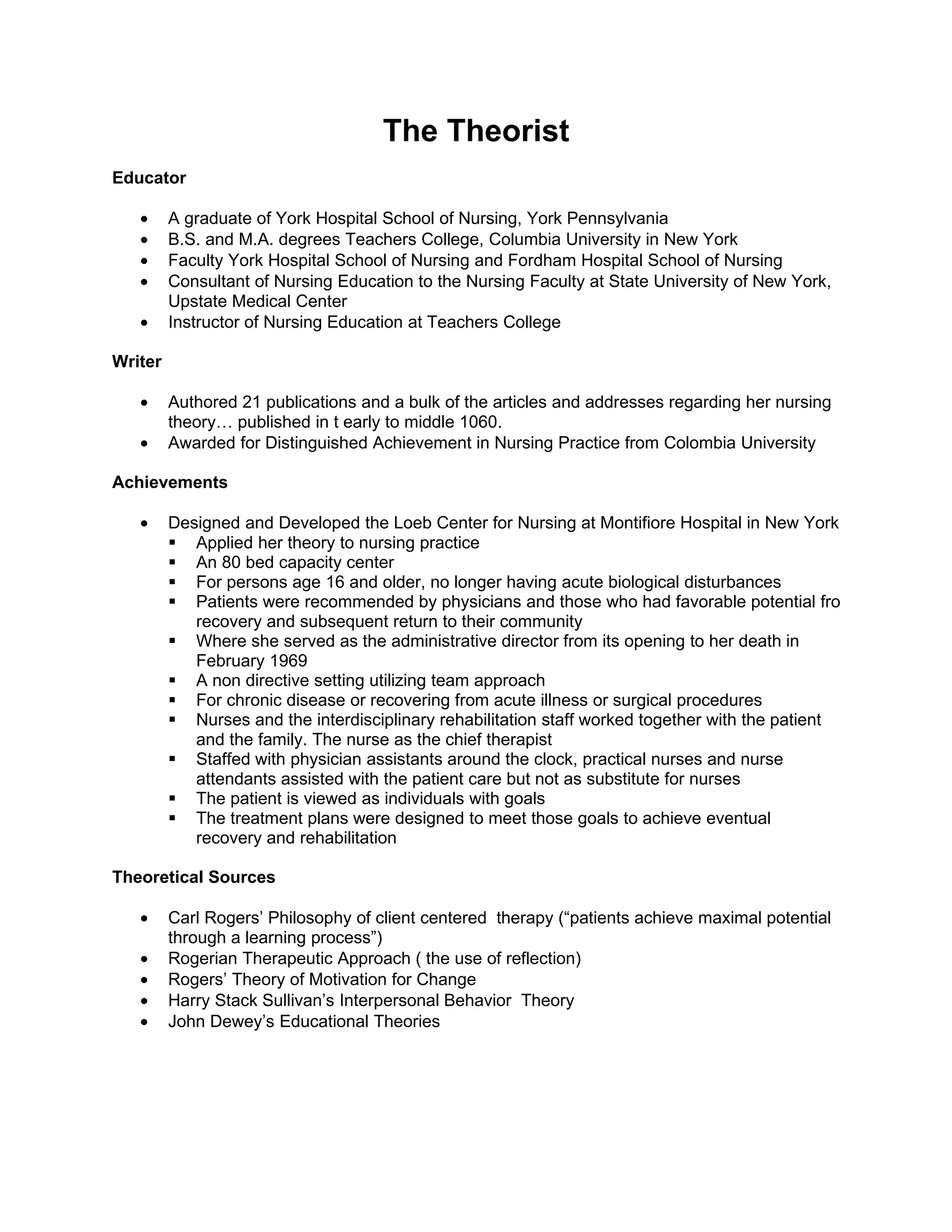 Nursing Theory: The Care Core and Cure Model of Nursing by Lydia hall | DOC